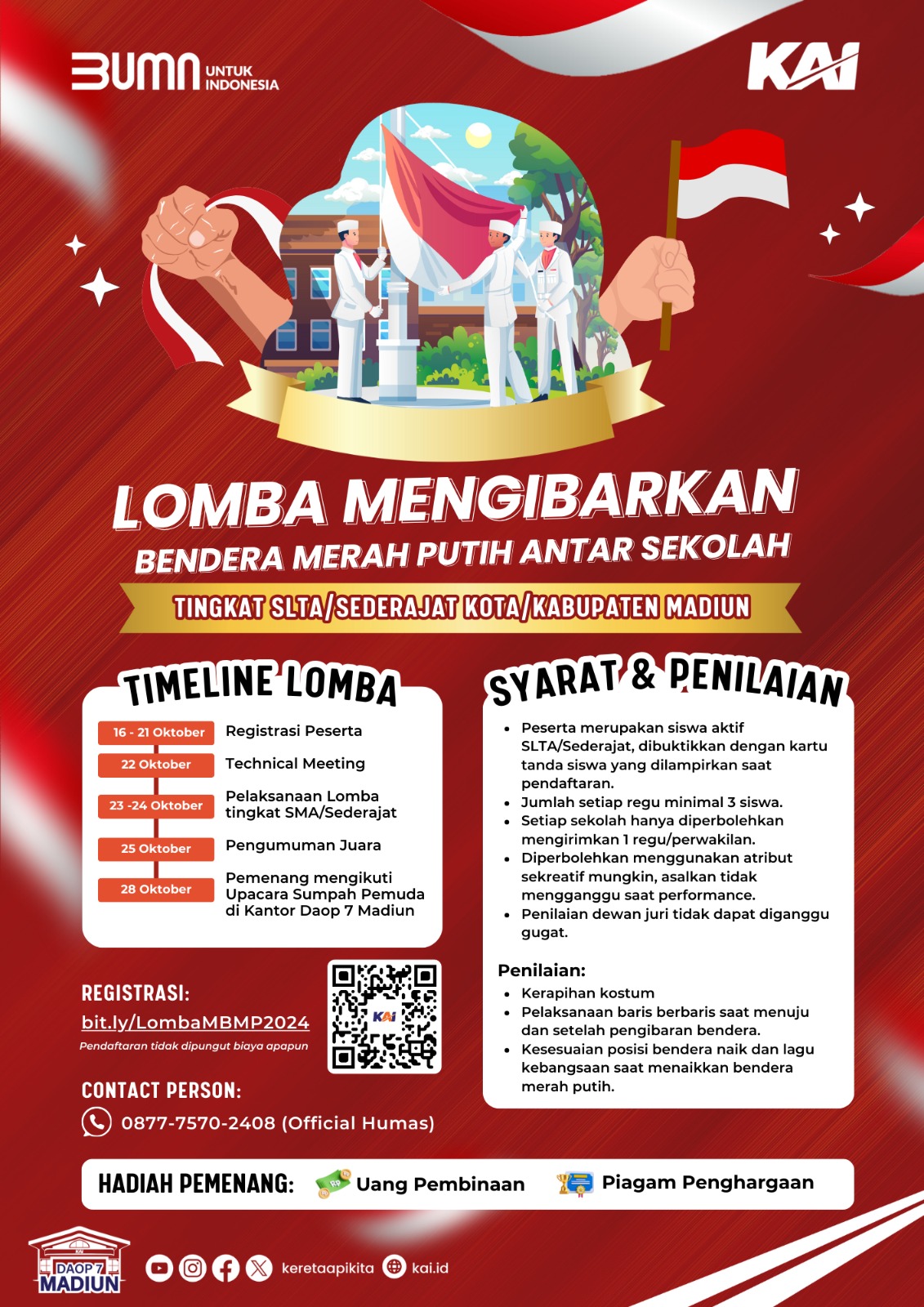 Cara Unik KAI Daop 7 Madiun Peringati Hari Sumpah Pemuda, Gelar Lomba Pengibaran Bendera Merah ...